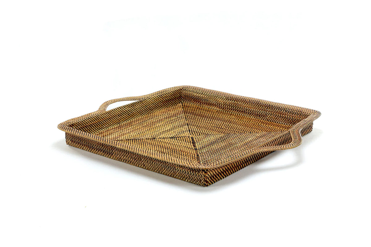 Calaisio Rattan Decorative Square Tray Large With Handles – Gourmet ...